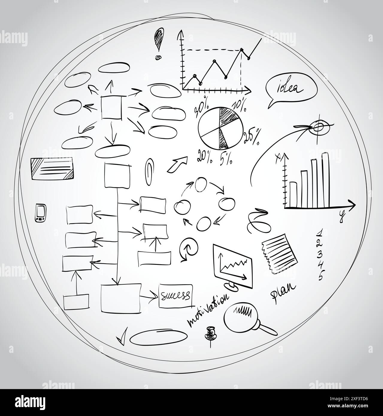 set of sketches business diagrams and flowcharts Stock Vector Image ...
