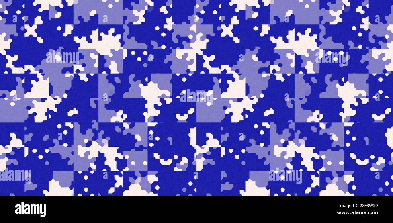 Faded electric blue glitch geo washed effect seamless border. Indigo ...