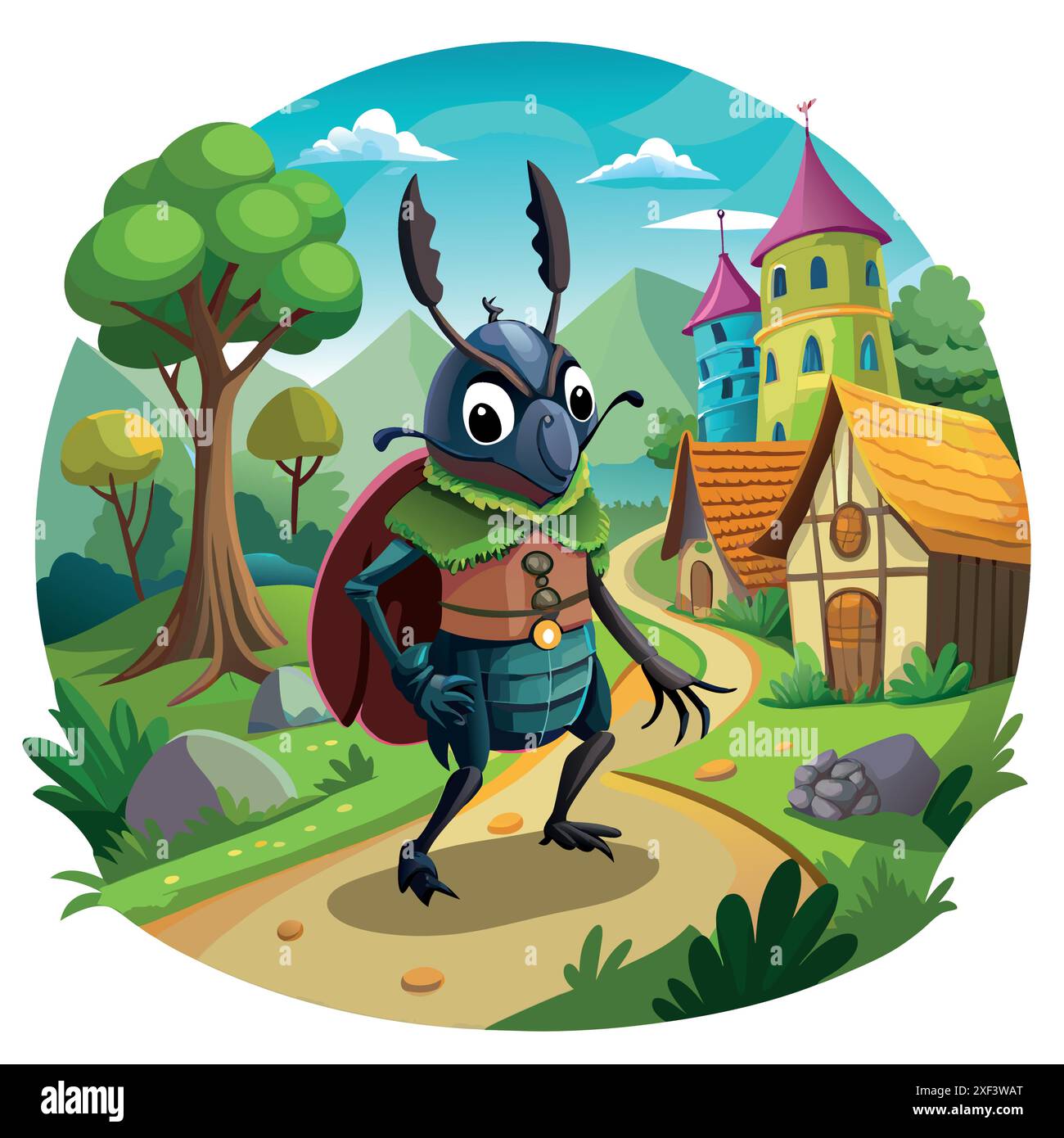 Figeater Beetle bug sad angry room vector. AI generated image. Clipart ...