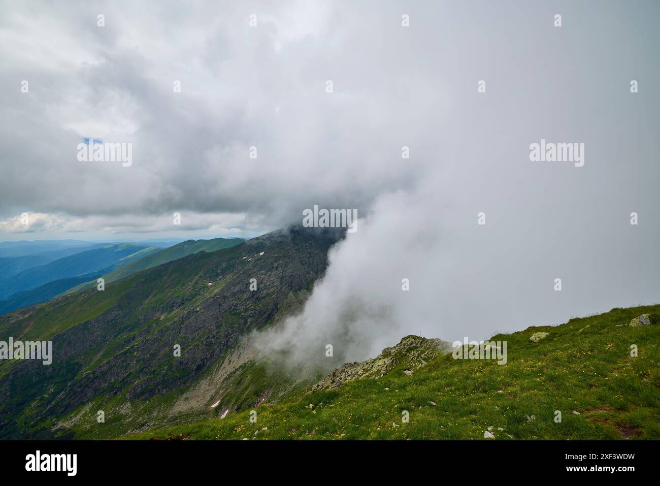 Landscape with the Fagarasi mountains in Romania on a summer day Stock ...