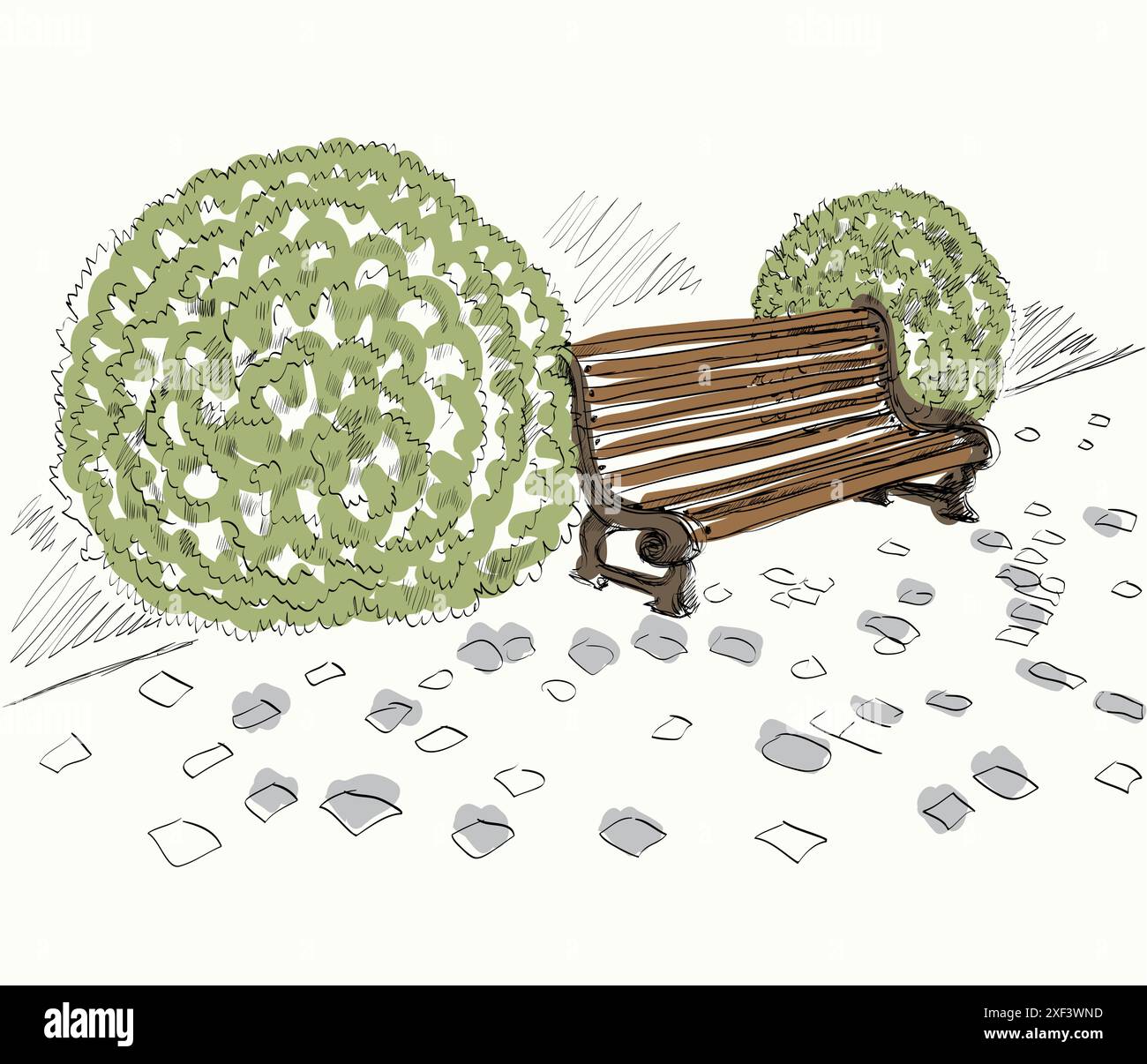 A bench in the garden Stock Vector Images - Alamy