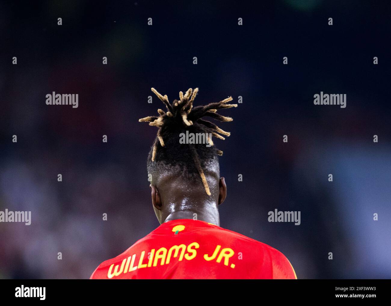 Koeln, RheinEnergieStadion, 30.06.2024: Hairs of Nico Williams of spain ...