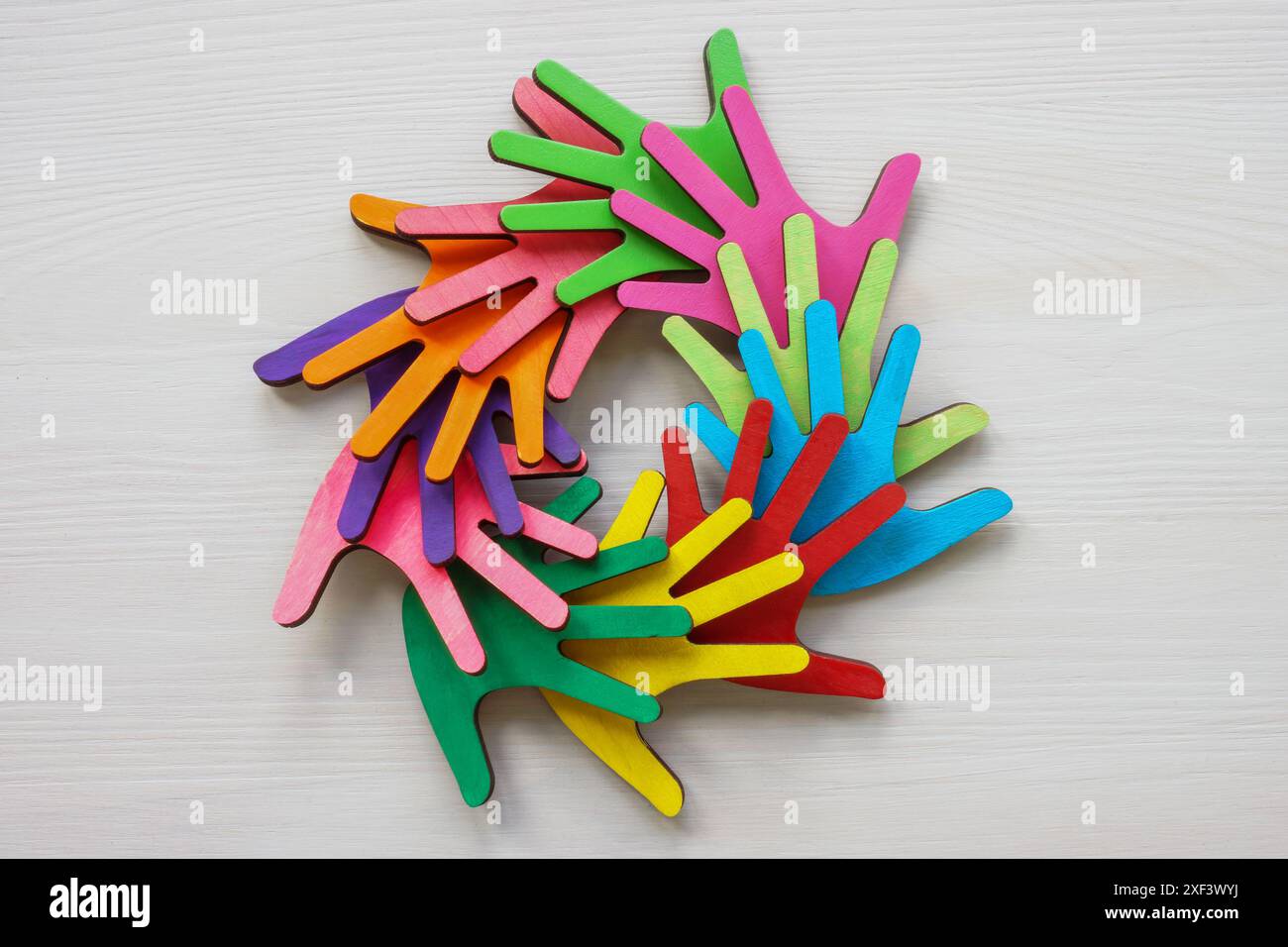 Circle of colorful palms as abstract symbol of Diversity, equity, and ...