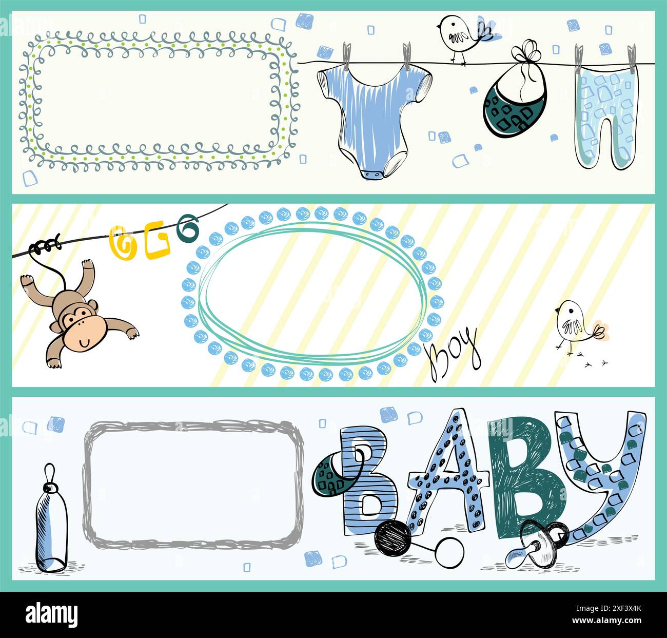 Collection of cute baby banners with animals Stock Vector Image & Art ...