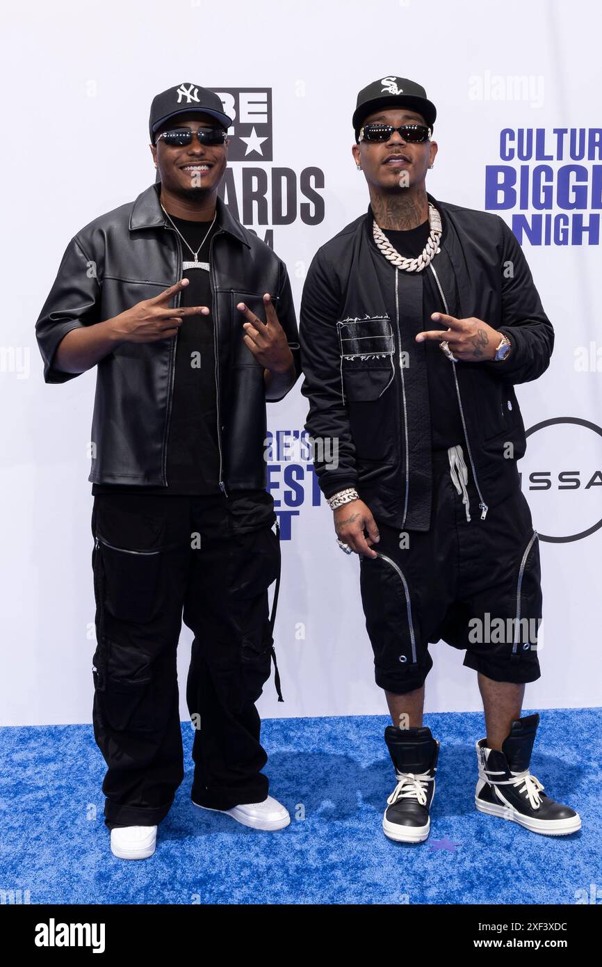 Ron E and Hitmaka attend the arrivals of the “BET Awards” 2024 at the ...