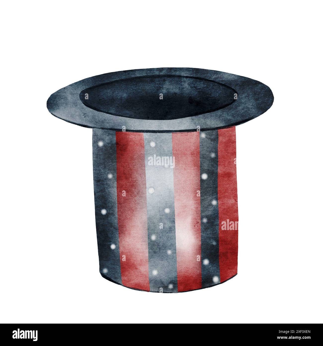 Magician's hat. Cylinder hat watercolor. Classic hand drawn headdress ...