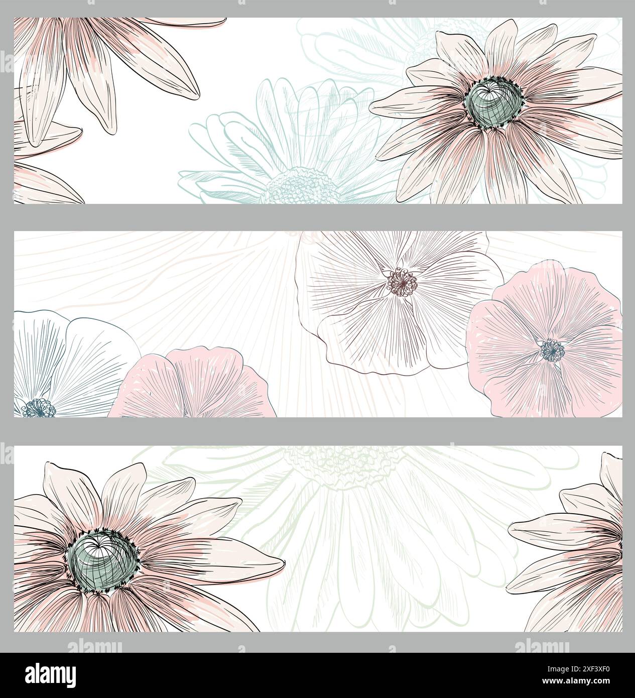 Vector collection of realistic painted floral banners Stock Vector ...
