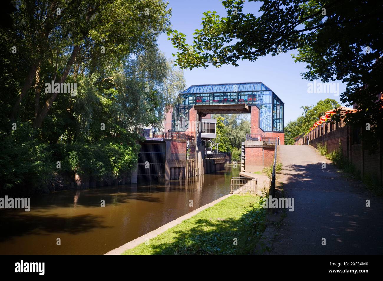 Foss river flood gate installation on the river Foss in York Stock ...