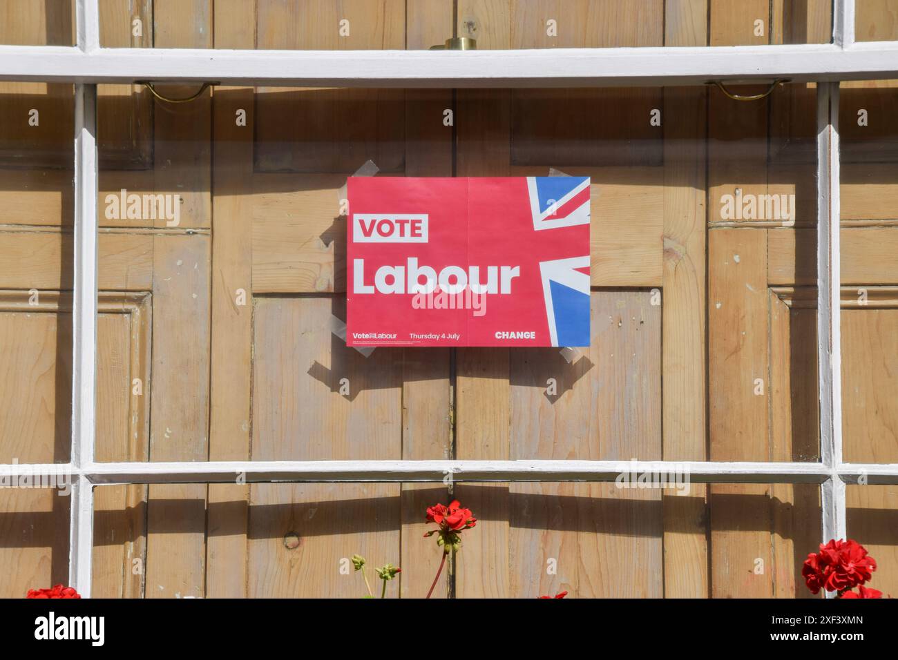 London, UK. 1st July 2024. A 'Vote Labour' sign is displayed in the ...