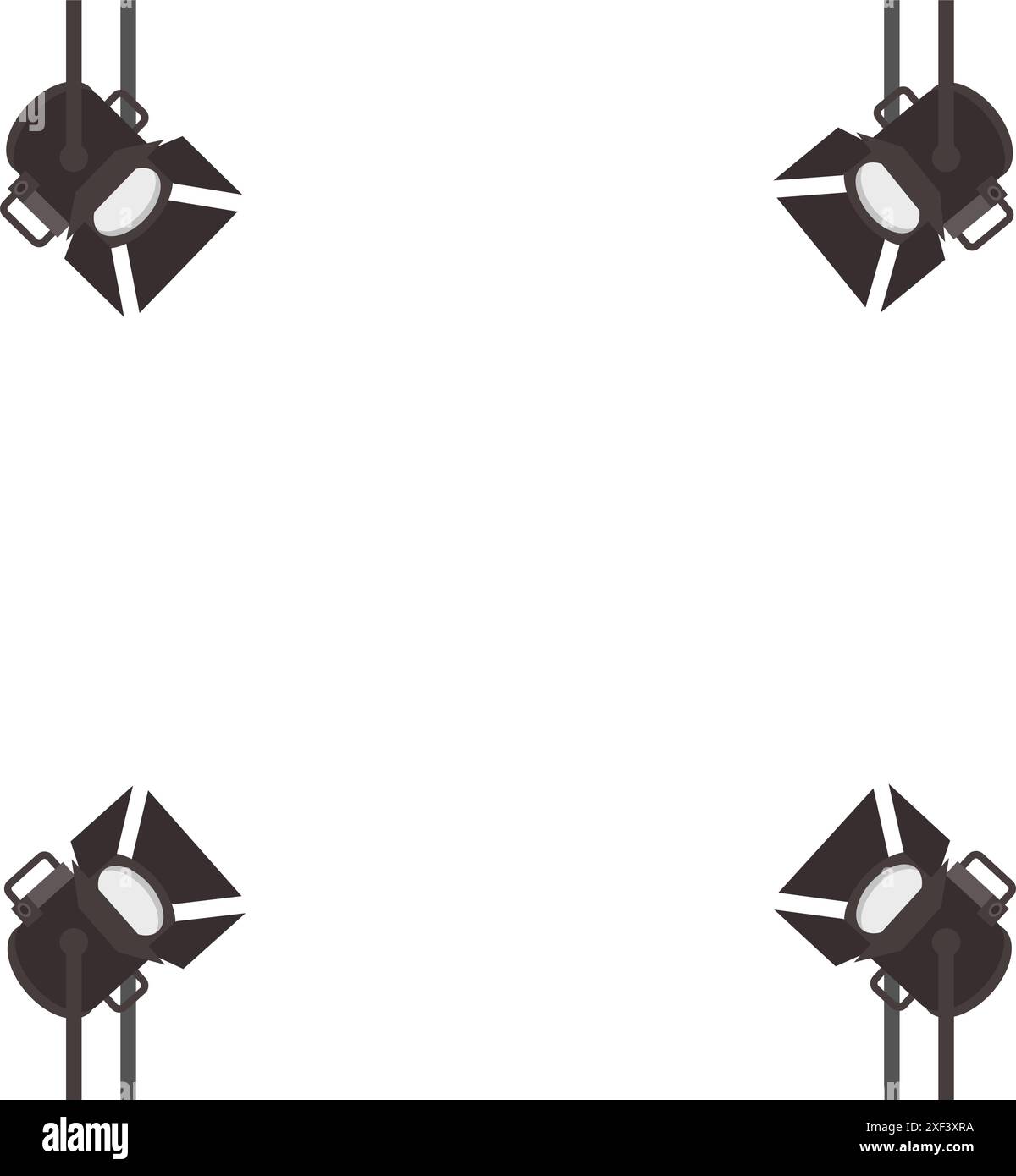 Banner and posters with projectors and spotlight, show and spotlighting ...