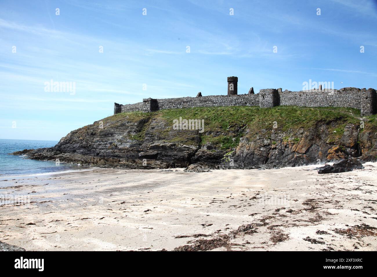 Peel Castle built by Norwegians in 11th.Century, as seen from the swing ...