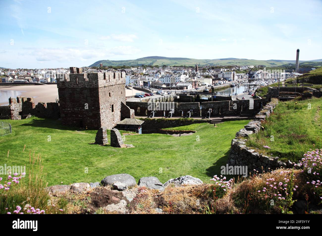 Ruins of Peel Castle built by Norwegians in 11th.Century overlooking ...