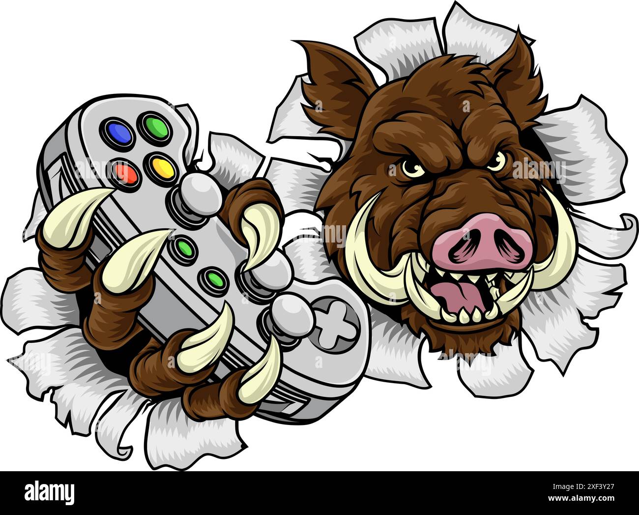 Boar Wild Hog Razorback Warthog Pig Gaming Mascot Stock Vector Image ...