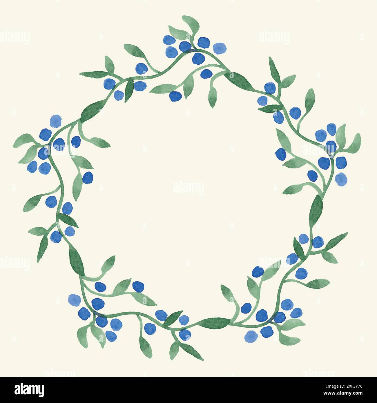 vector frame with blueberries. watercolor floral background Stock ...