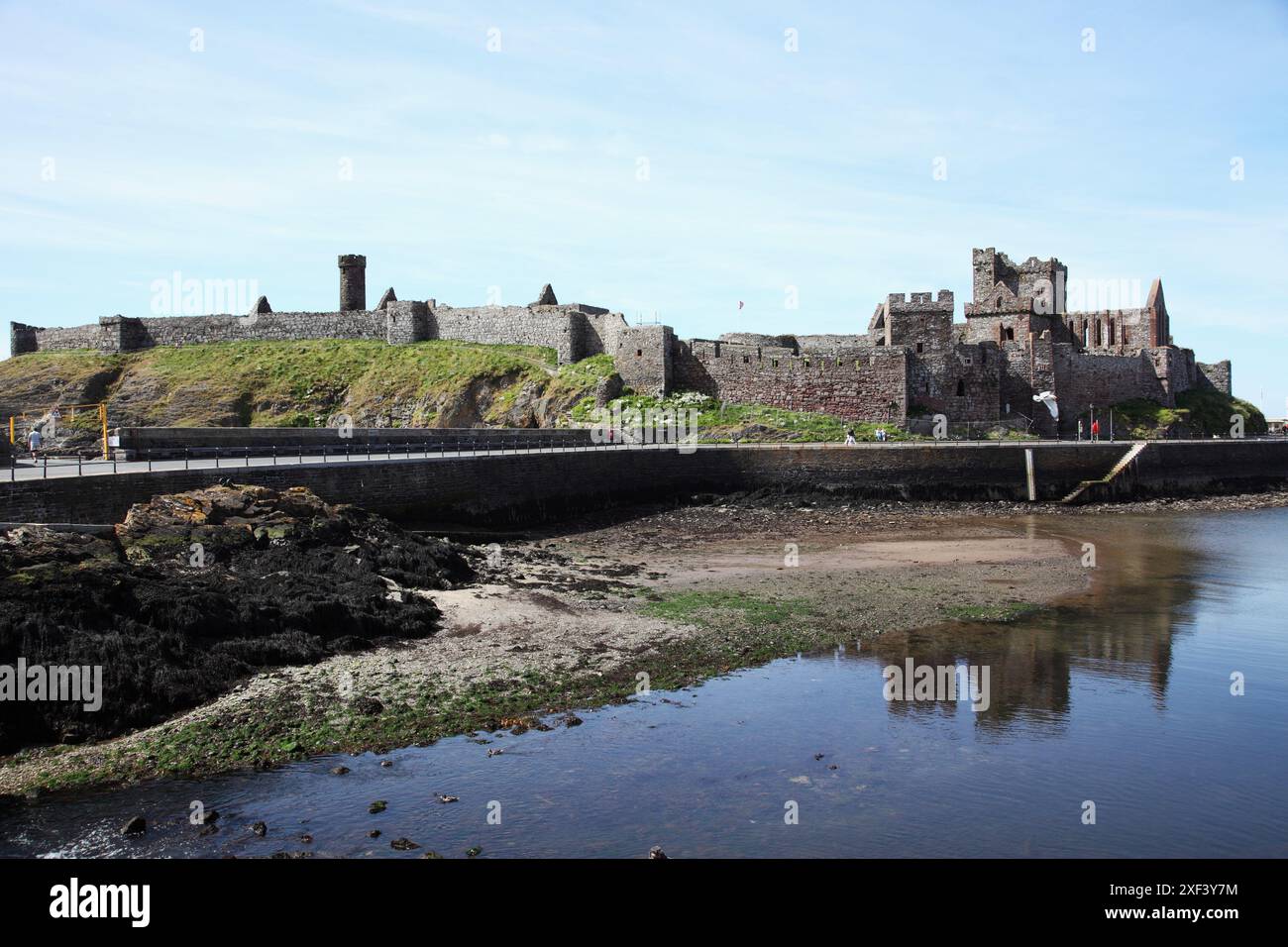 Peel Castle built by Norwegians in 11th.Century, as seen from the swing ...