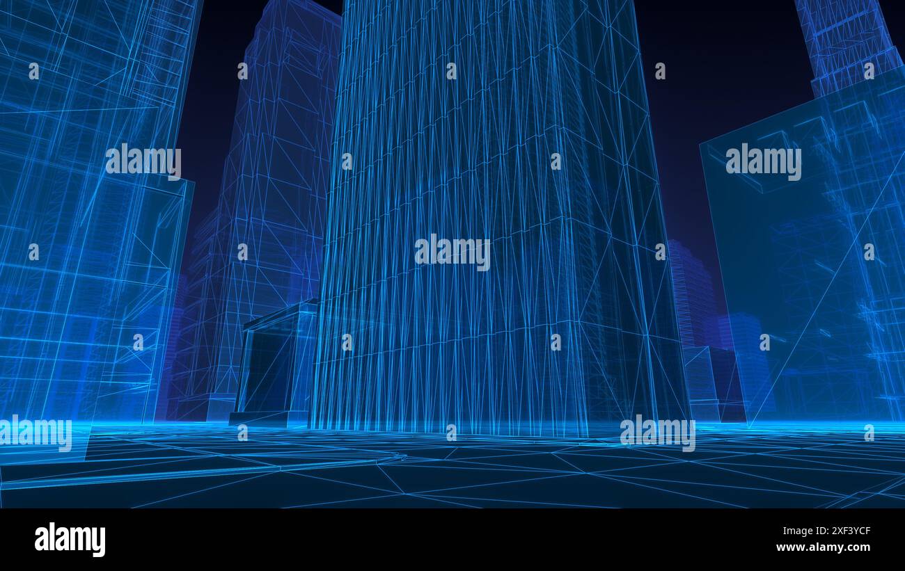 3d wireframe building hi-res stock photography and images - Alamy