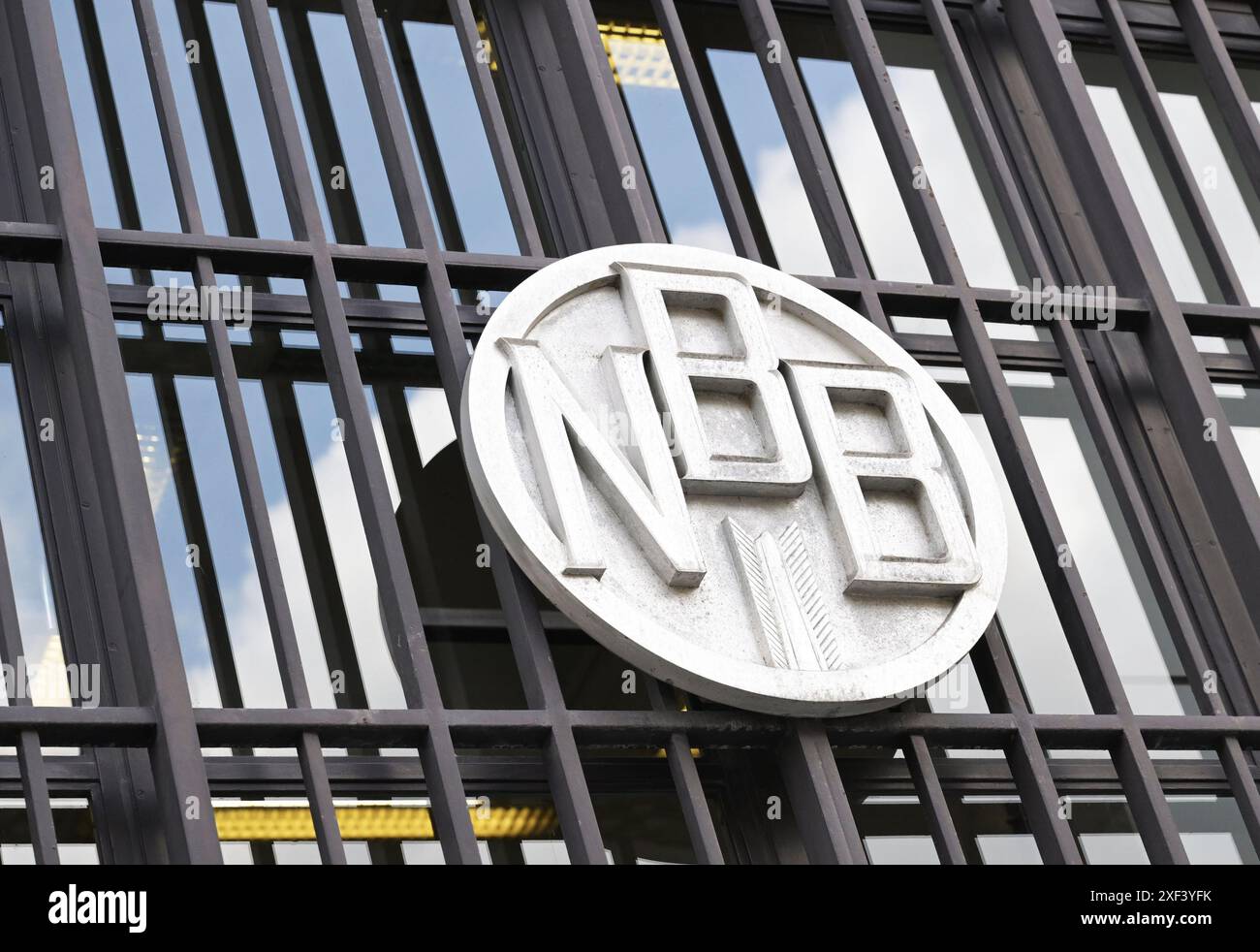 Brussels, Belgium. 01st July, 2024. The NBB the National Bank logo ...