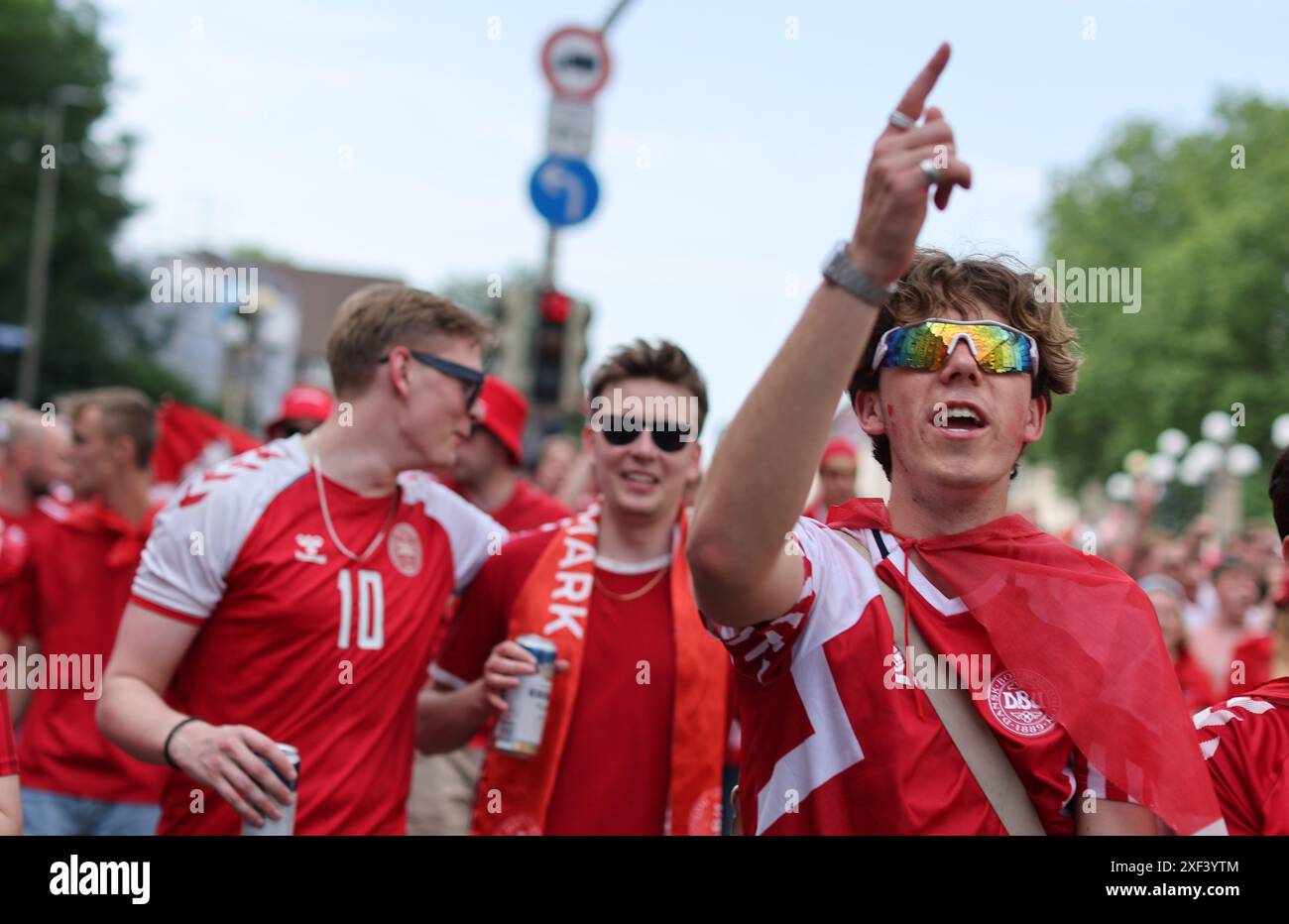 DORTMUND, GERMANY - JUNE 29: Denmark Fans are marching to the Stadium ...