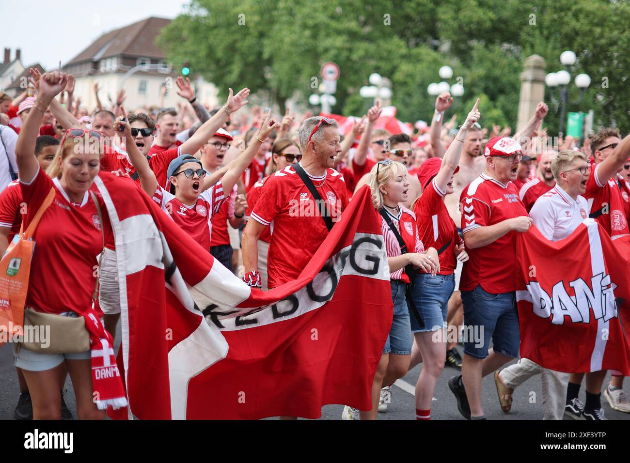 DORTMUND, GERMANY - JUNE 29: Denmark Fans are marching to the Stadium ...