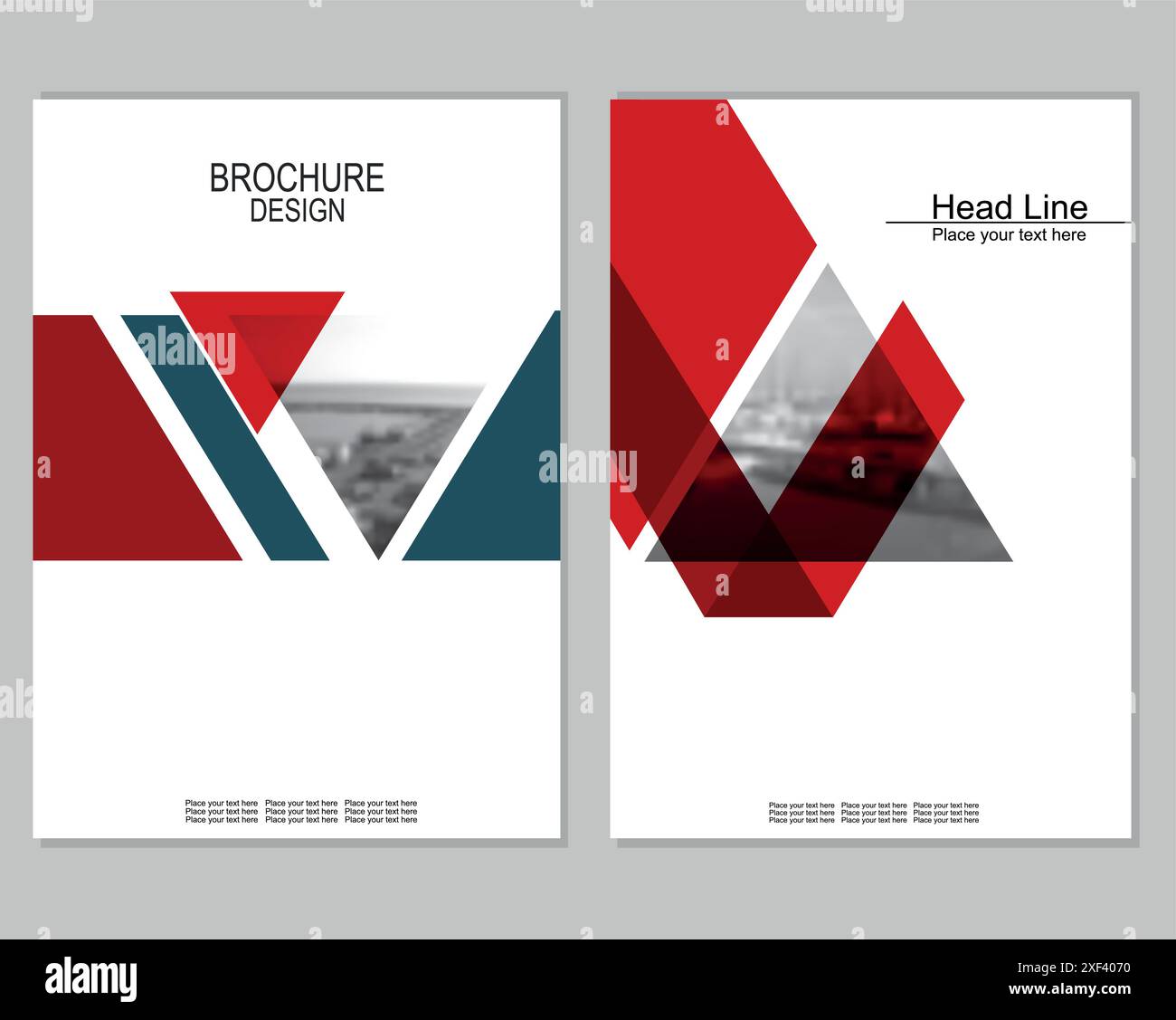 Vector brochure cover templates with blurred seaport. Business brochure ...