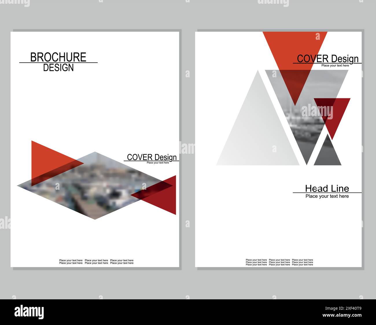 Vector brochure cover templates with blurred seaport. Business brochure ...