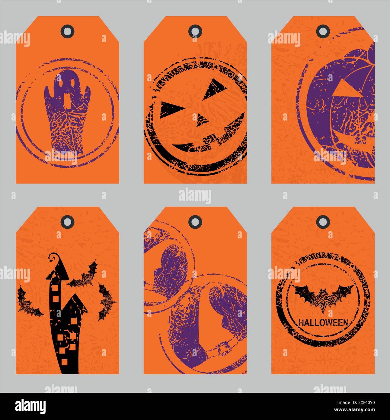 Vector tags for Halloween in orange color Stock Vector Image & Art - Alamy
