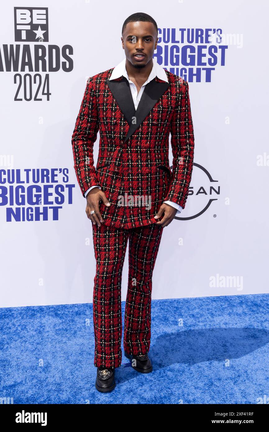 Los Angeles, USA. 30th June, 2024. Deandre Brown attends the arrivals of the “BET Awards” 2024 ...