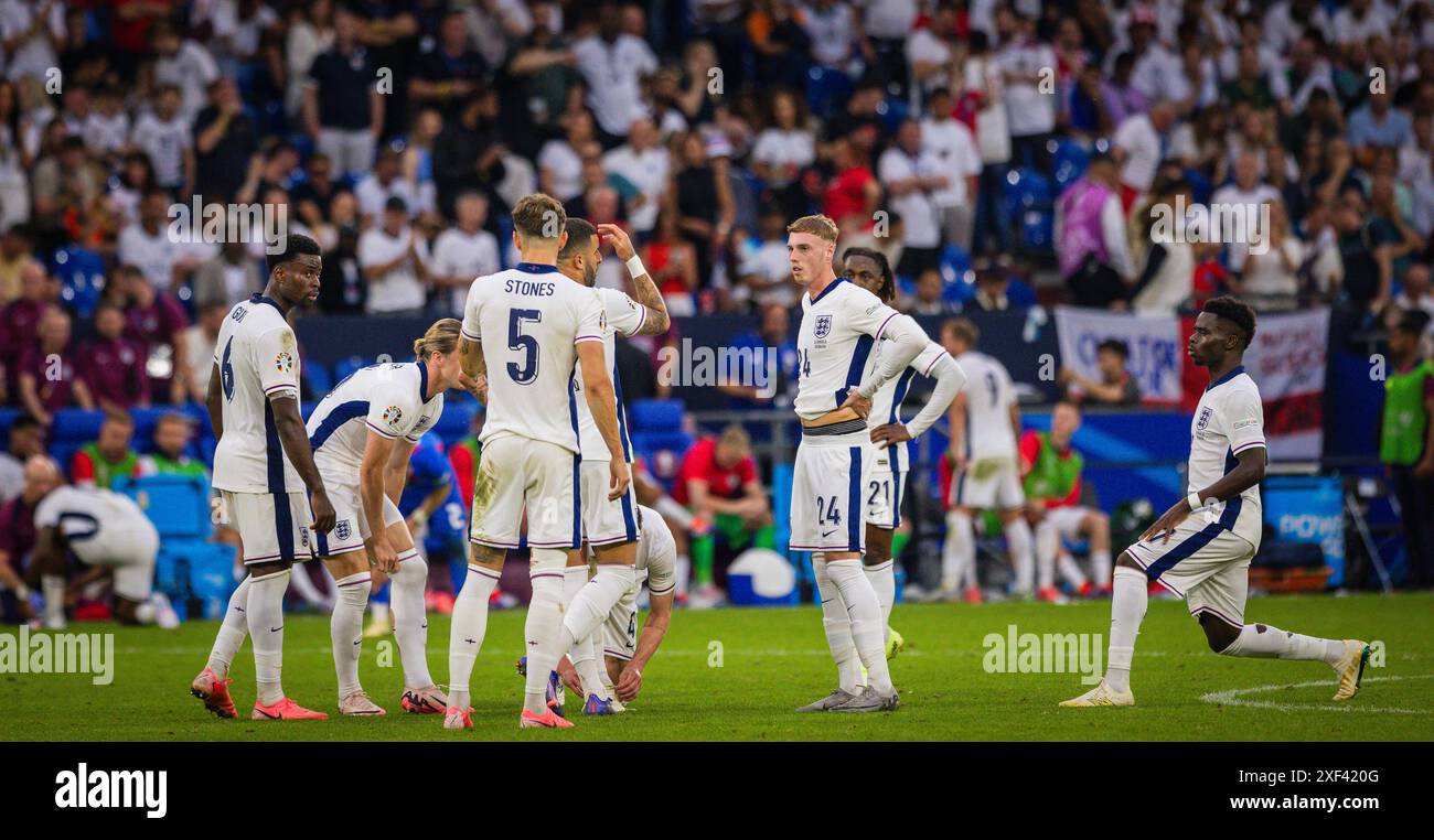 Gelsenkirchen, Germany. 30th Jun 2024. Marc Guehi (ENG) John Stones ...