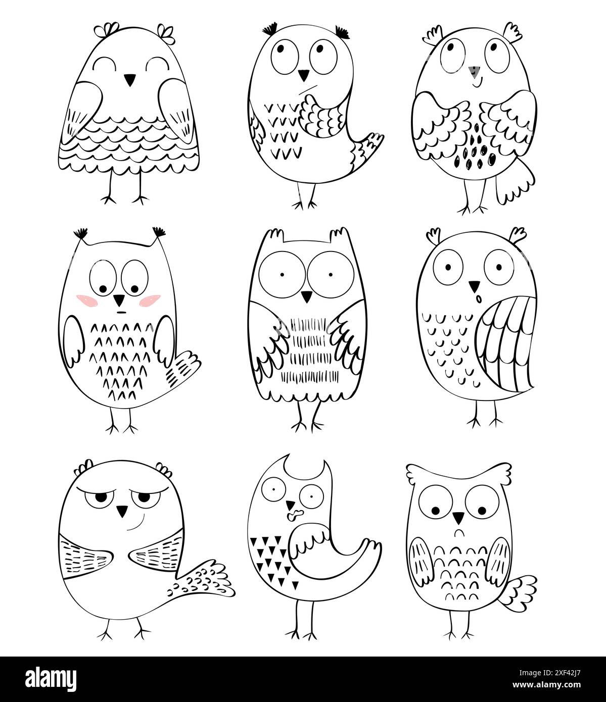 Set of cartoon owls with various emotions Stock Vector Image & Art - Alamy