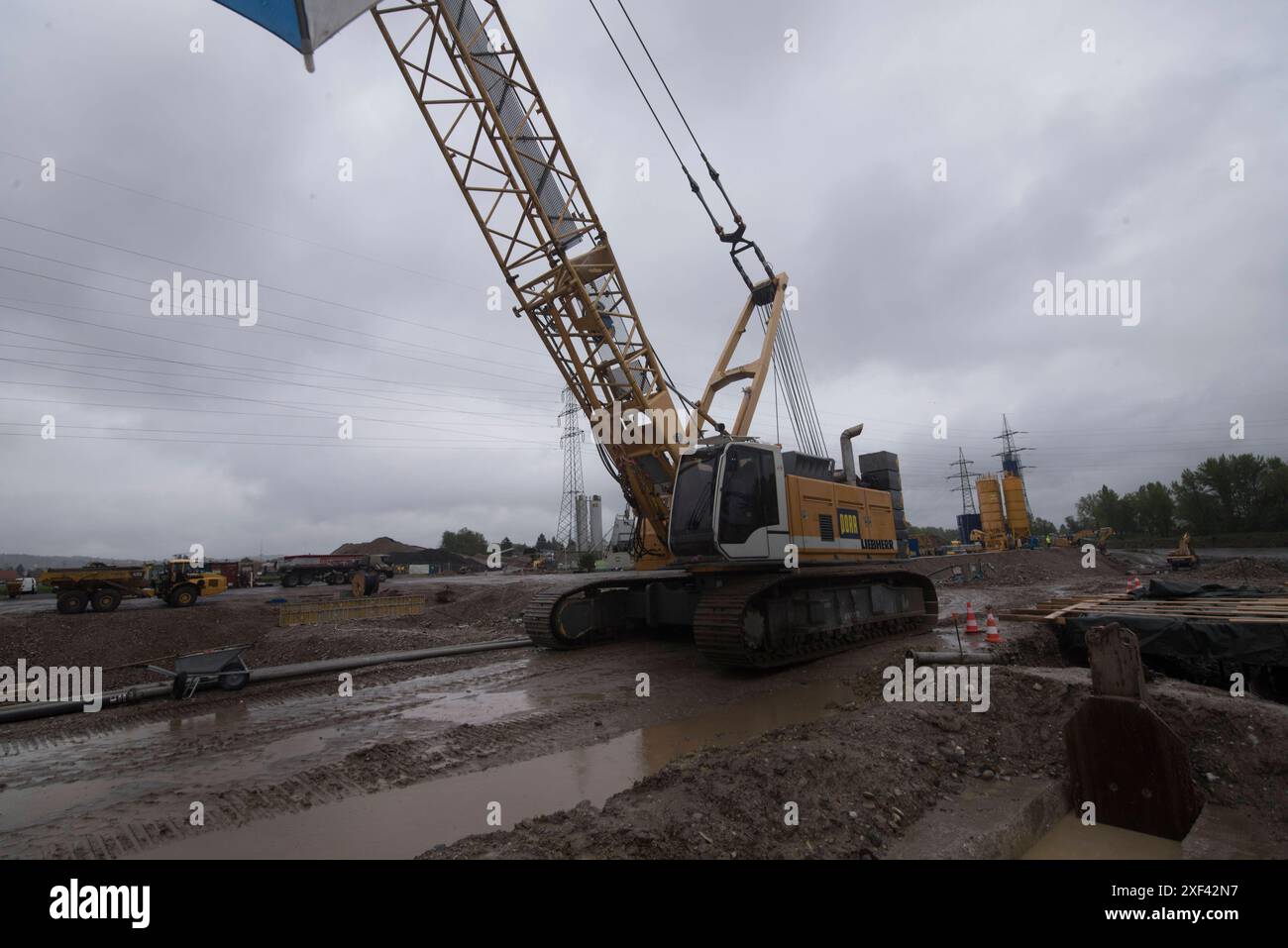 crane vehicle truck in the construction work and road work crane ...