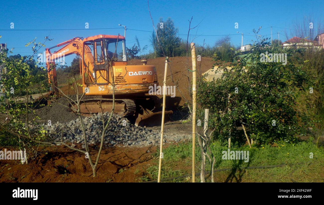 daewoo Excavator at a construction site, heavy machinery for earthworks ...