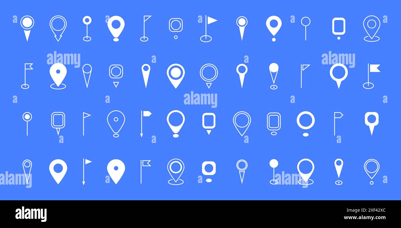 Set white location pin icon. Map pin place marker. Destination symbol, Location icon. Modern Map ...