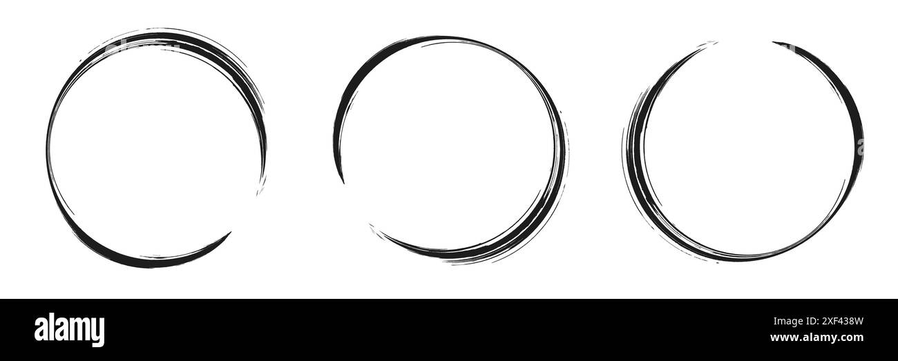 Collection hand drawn round shape. Sketch of circular doodles with a ...