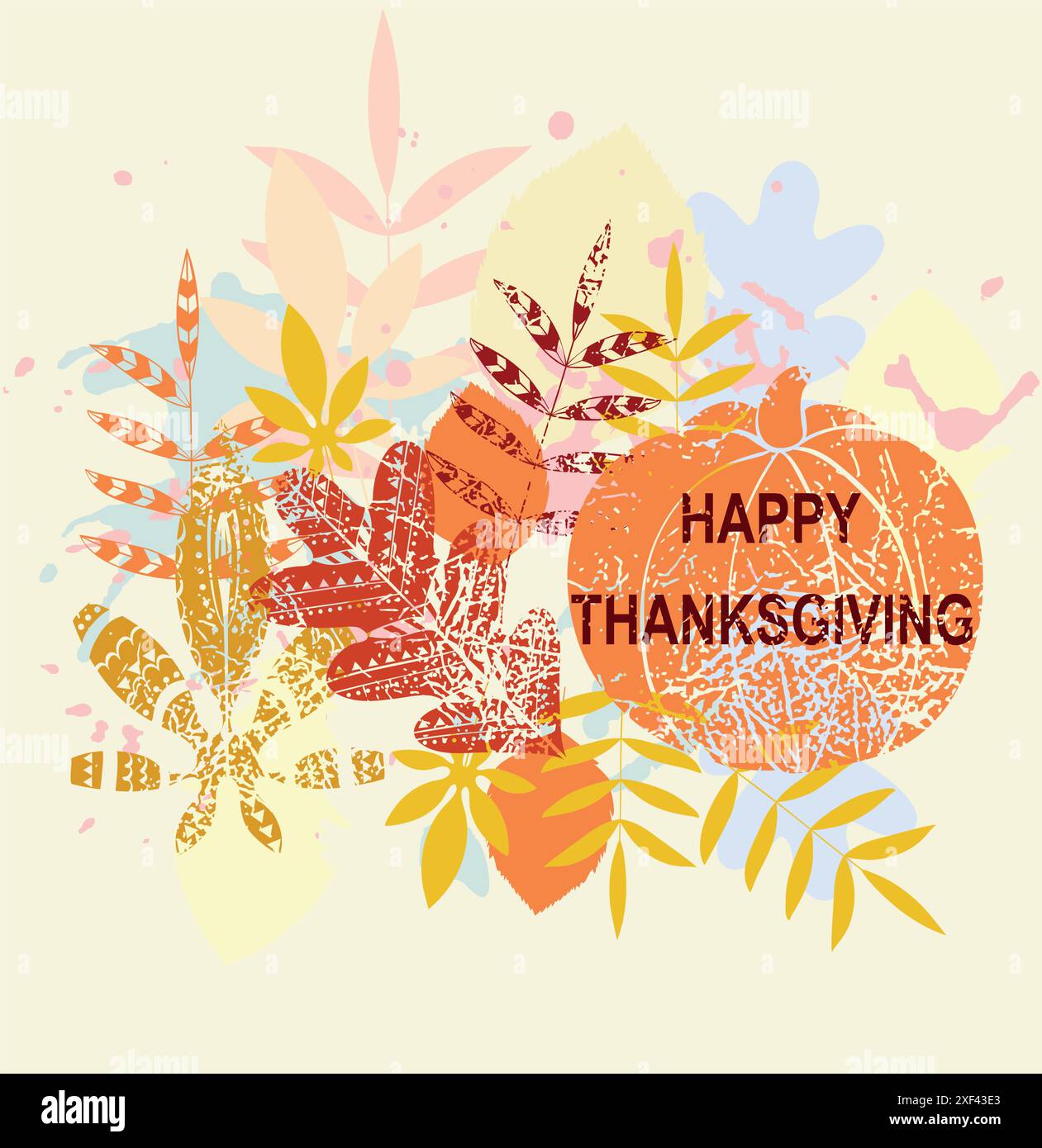 abstract autumn leaves. Happy Thanksgiving day. Hand drawn vector ...