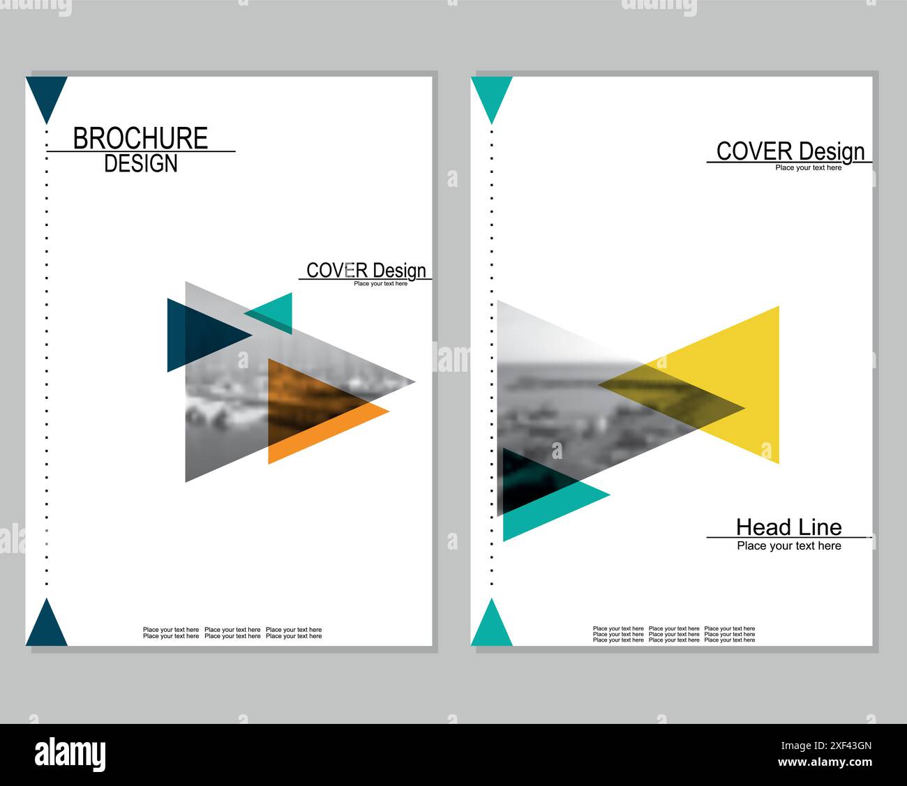 Vector brochure cover templates with blurred seaport. Business brochure ...