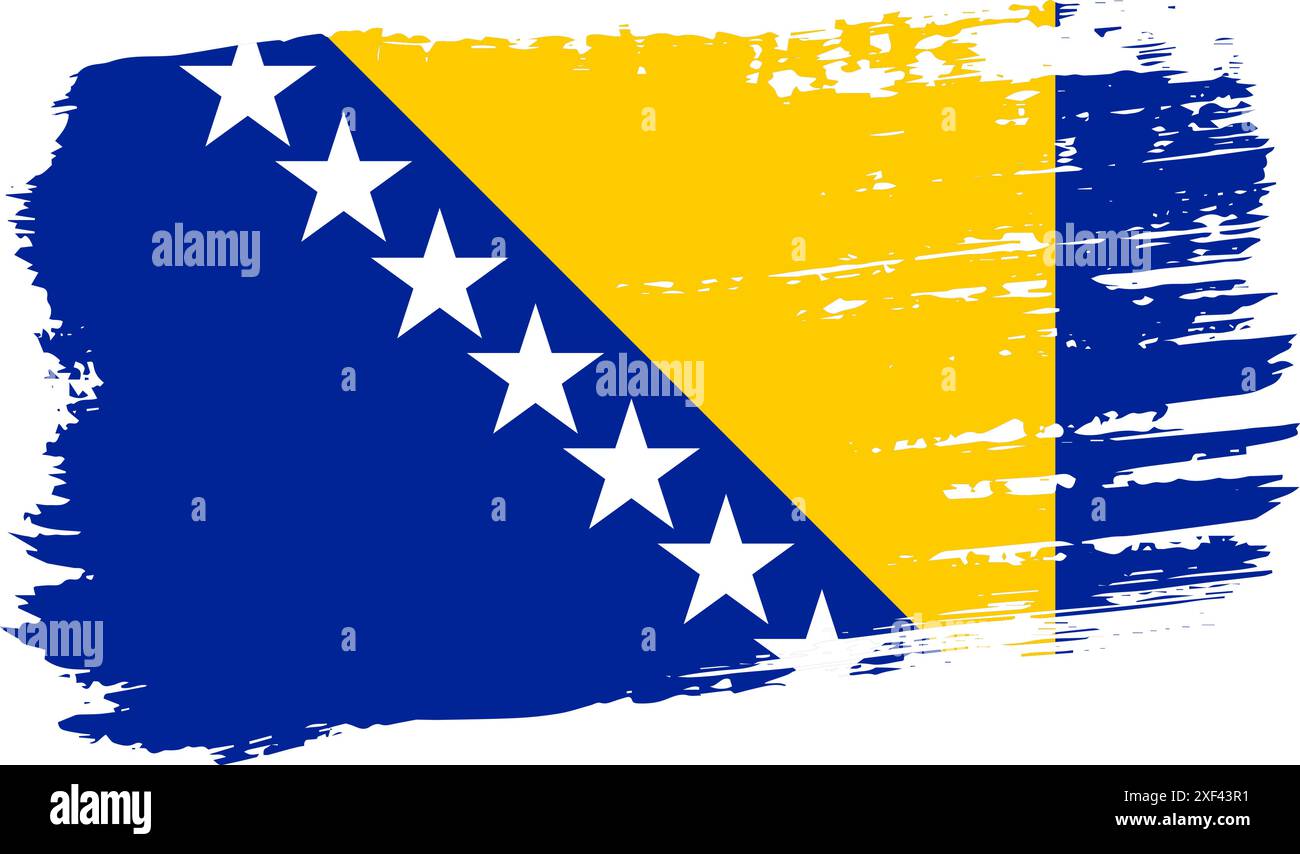 Bosnia and Herzegovina flag, wide brush stroke on transparent ...