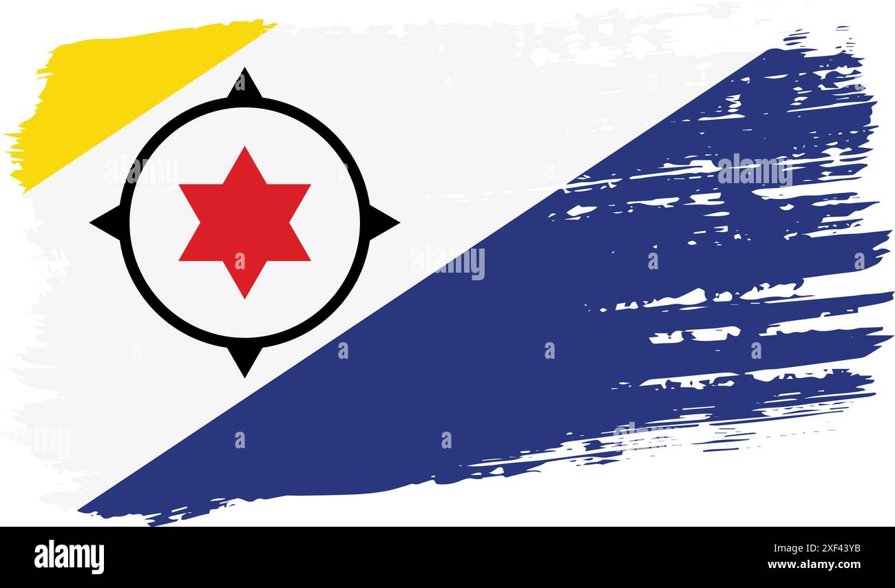 Bonaire flag, wide brush stroke on transparent background, vector Stock ...