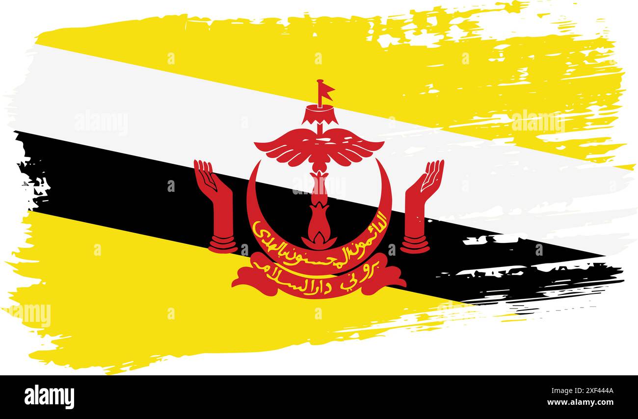 Brunei flag, wide brush stroke on transparent background, vector Stock ...