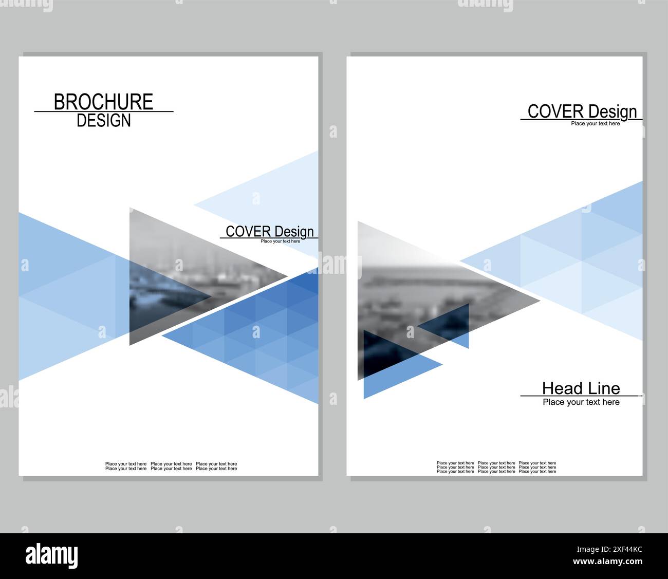 Vector brochure cover templates with blurred seaport. Business brochure ...