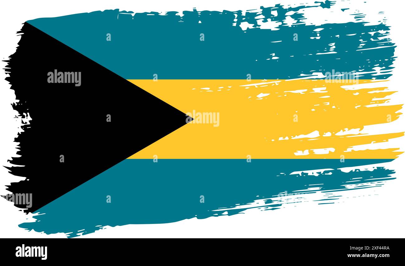 Bahamas flag, wide brush stroke on transparent background, vector Stock ...
