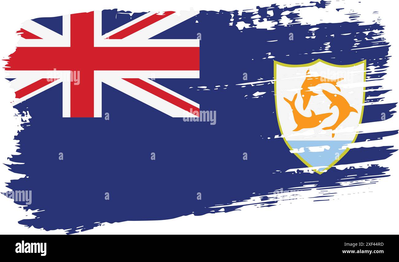 Anguilla flag, wide brush stroke on transparent background, vector ...