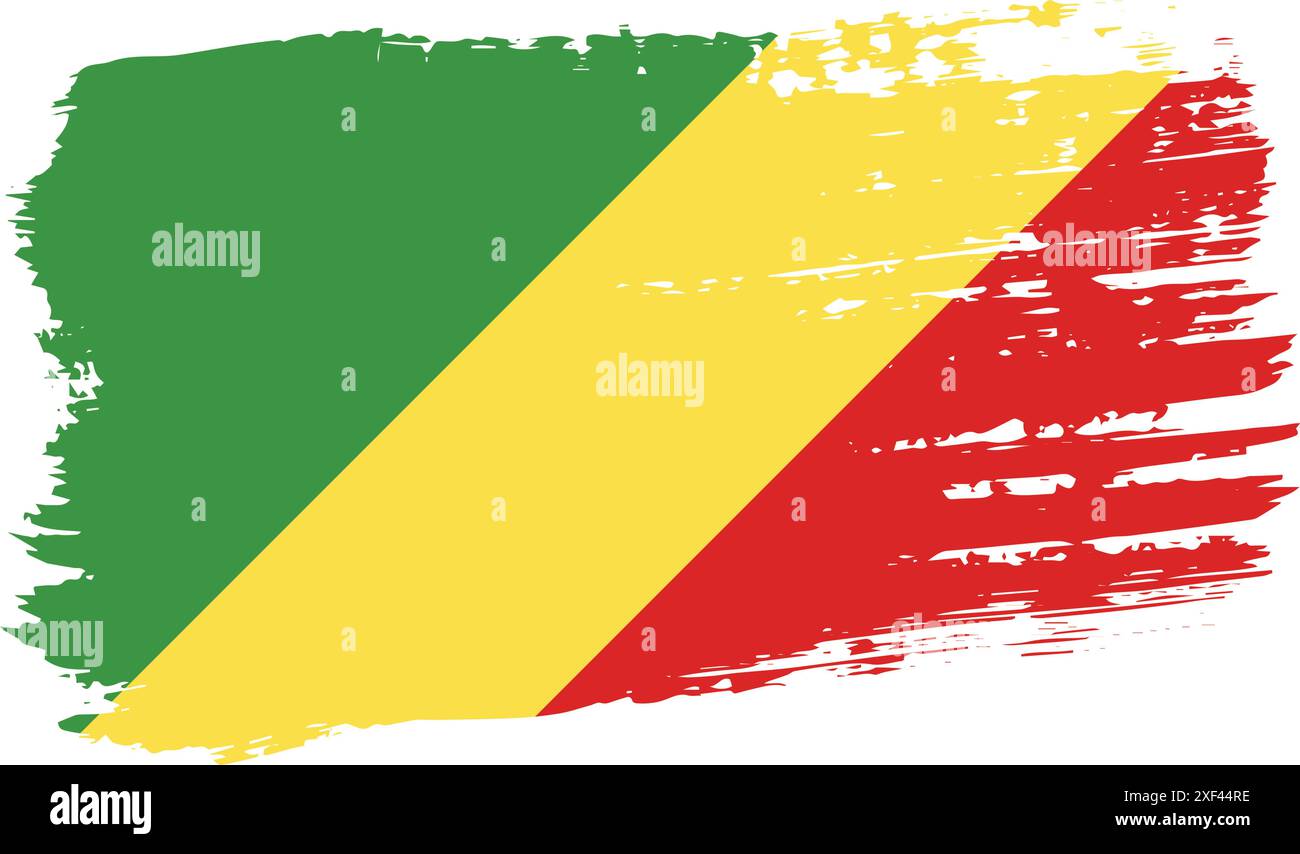 Congo - Brazzaville flag, wide brush stroke on transparent background ...