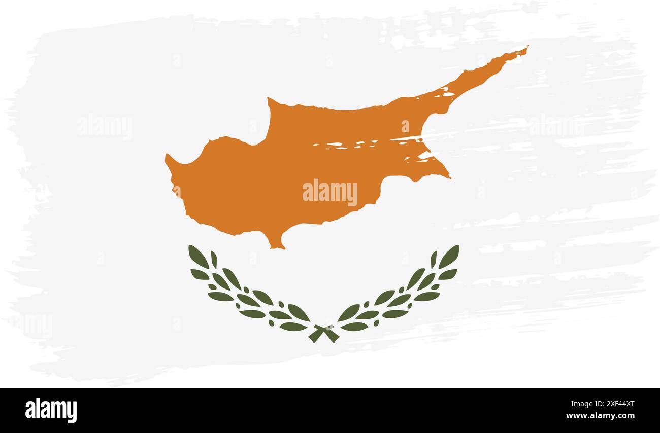 Cyprus flag, wide brush stroke on transparent background, vector Stock ...