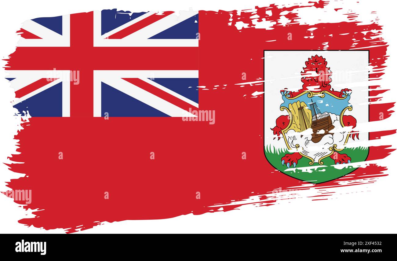 Bermuda flag, wide brush stroke on transparent background, vector Stock ...