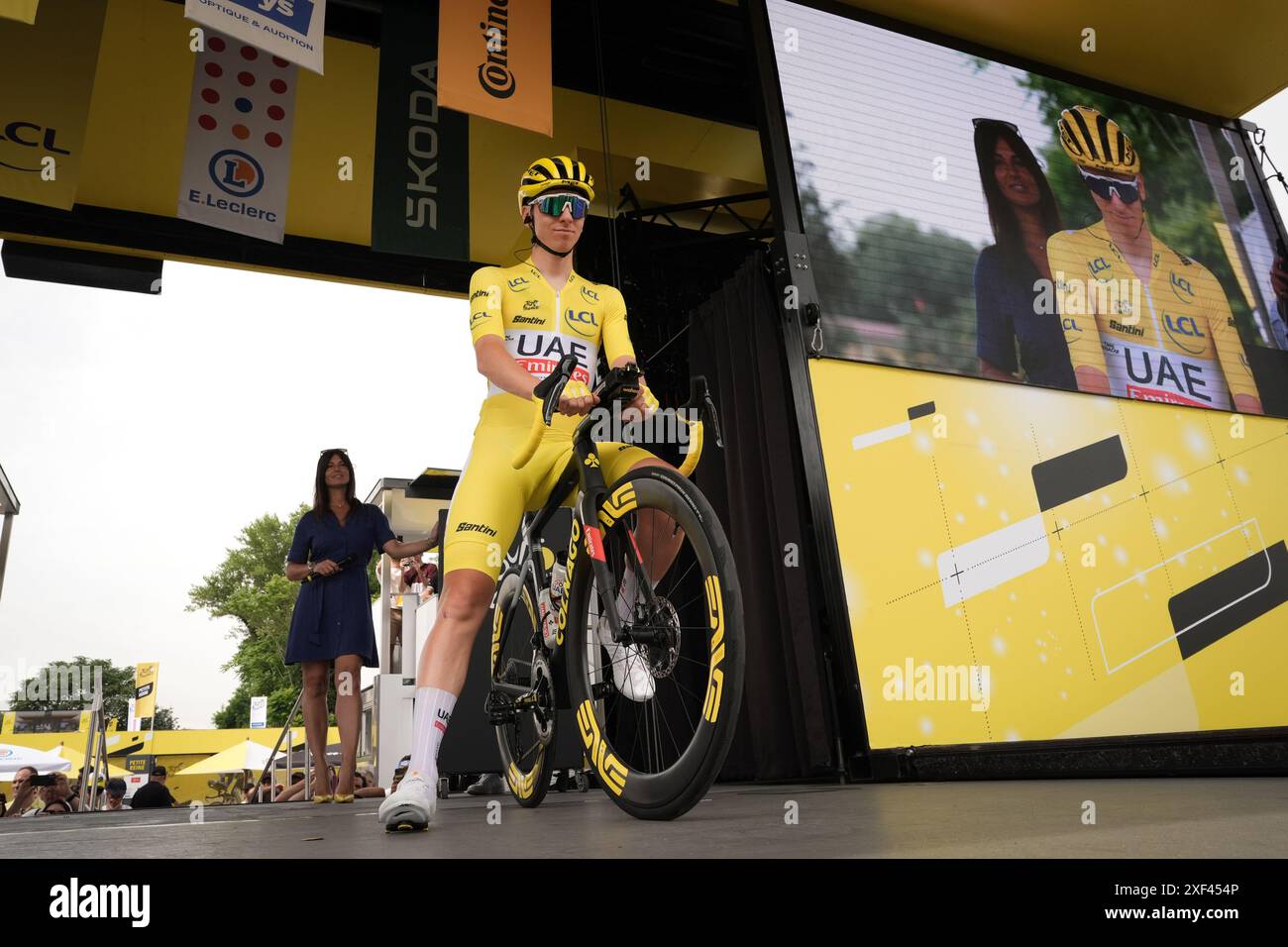 Tadej Pogacar (UAE Emirates) in yellow jersey at the start of the Tour ...