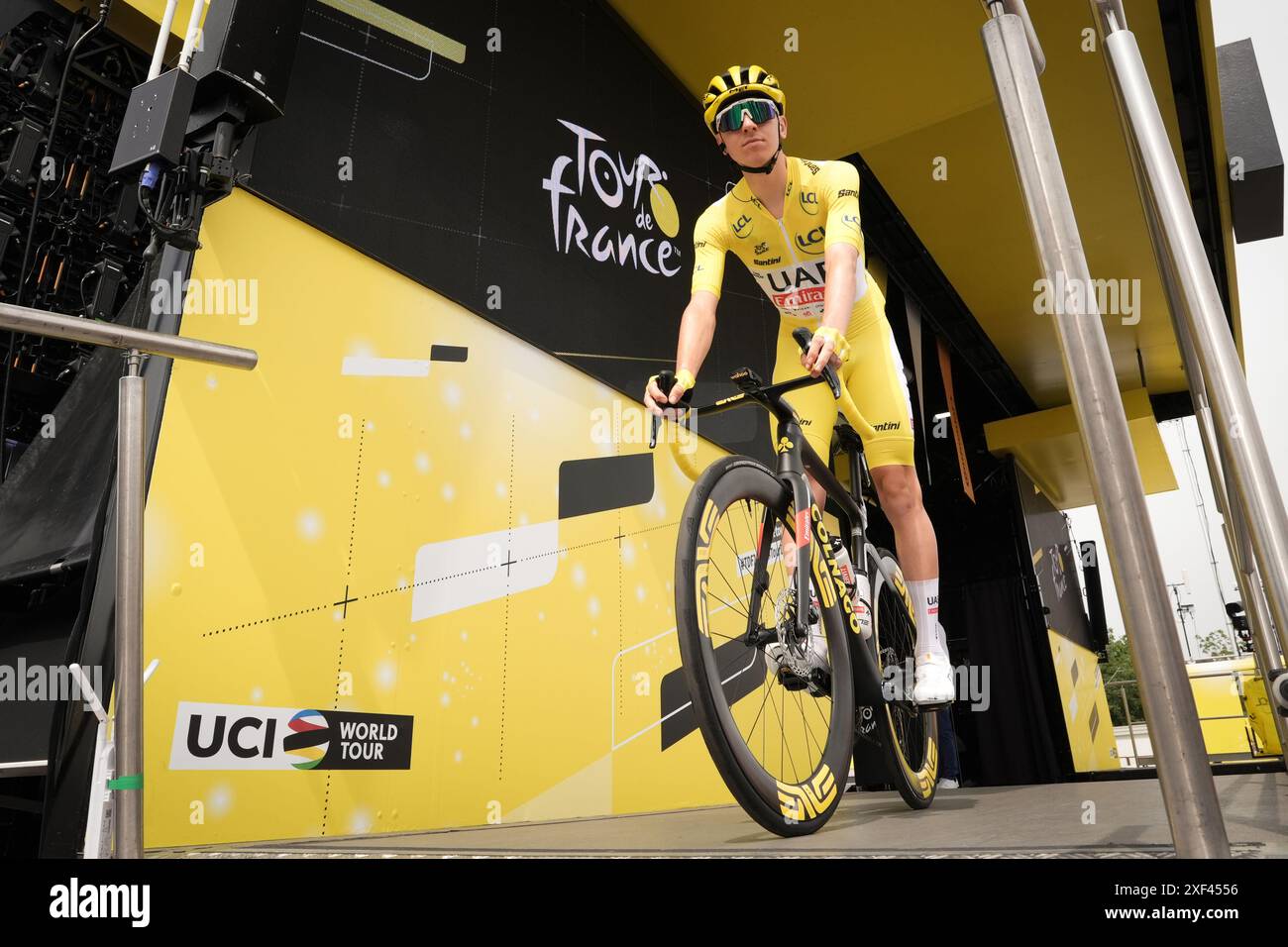 Tadej Pogacar (UAE Emirates) in yellow jersey at the start of the Tour ...