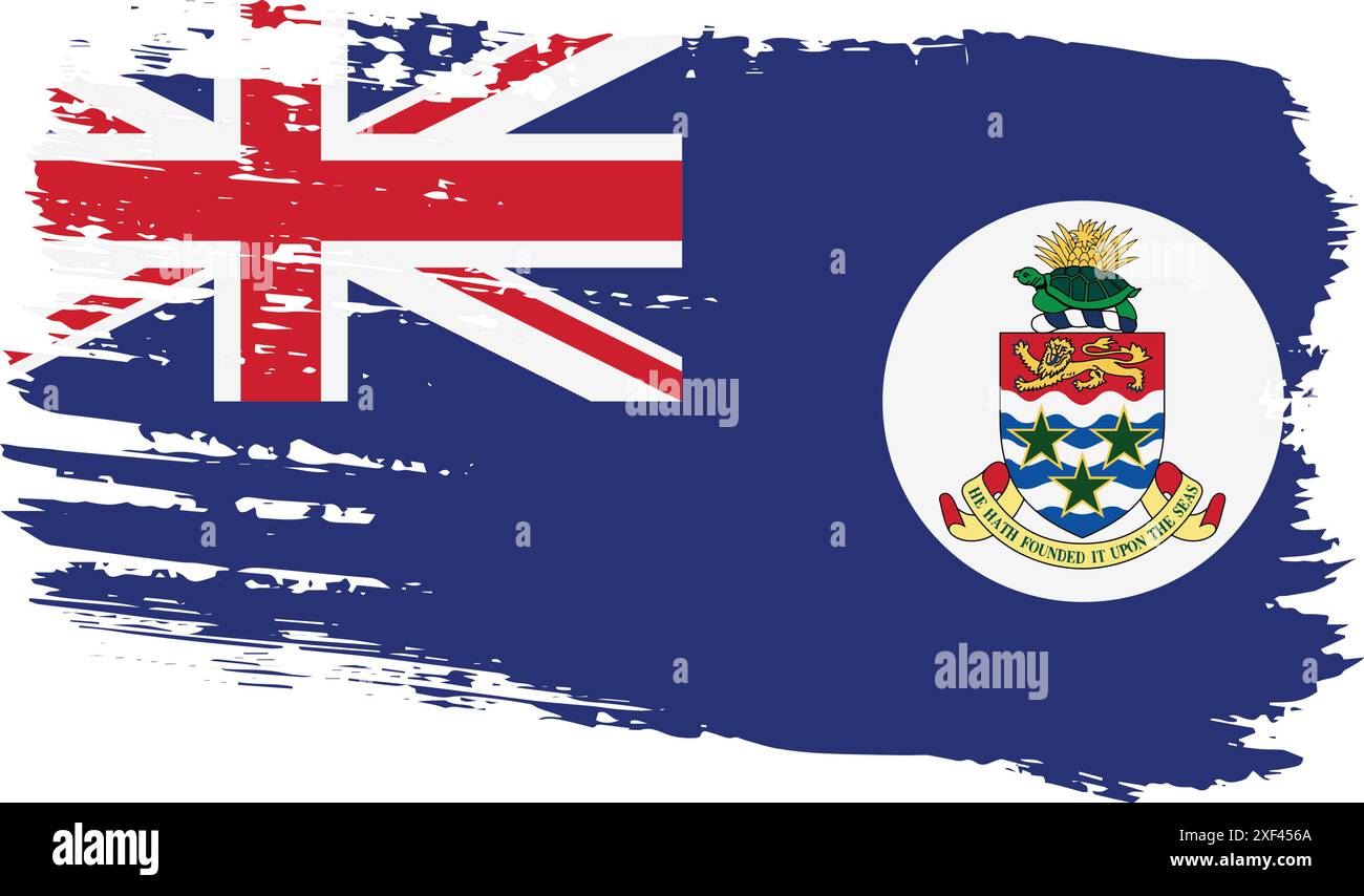 Cayman Islands flag, wide brush stroke on transparent background ...