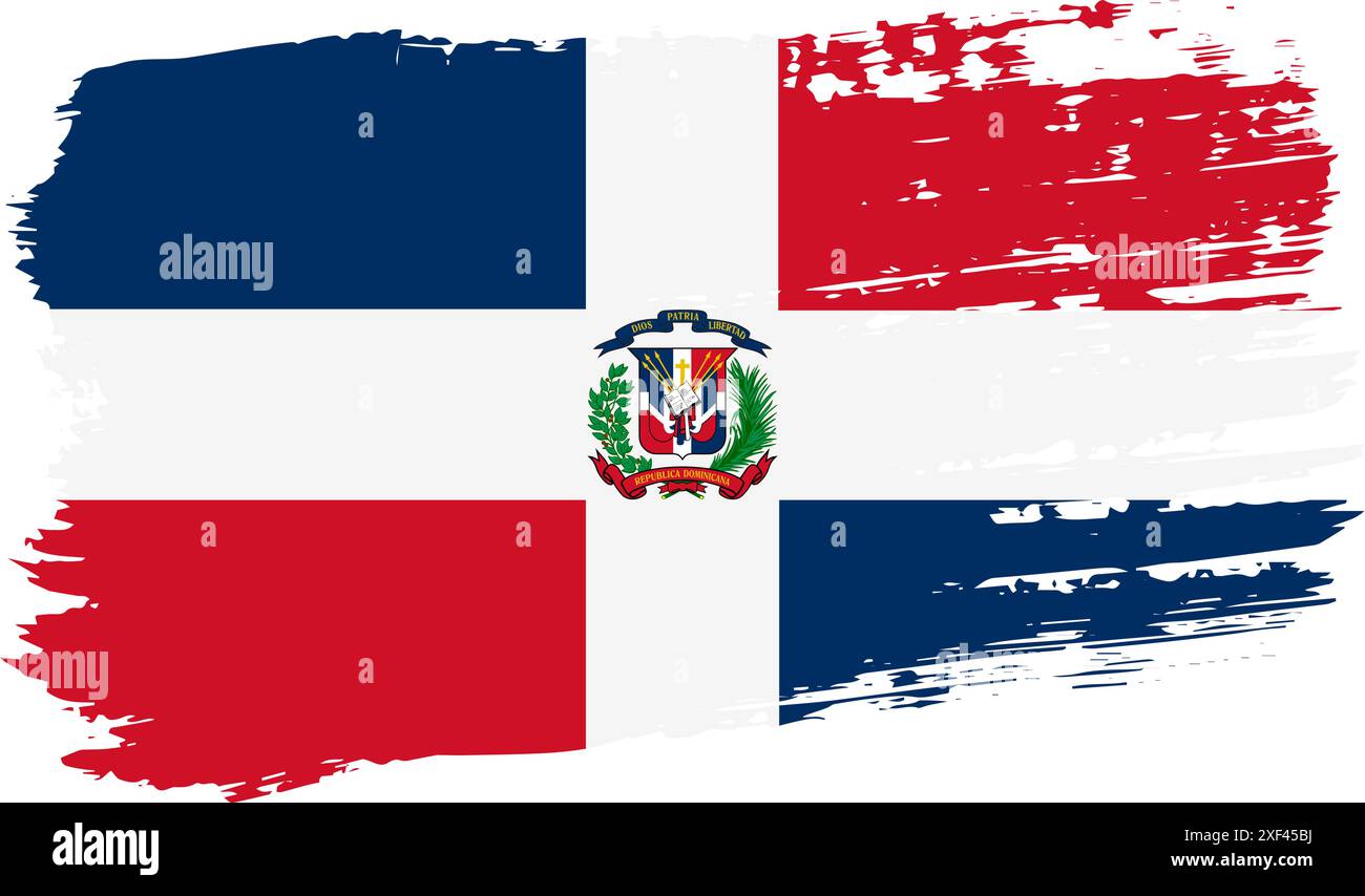 Dominican Republic flag, wide brush stroke on transparent background ...