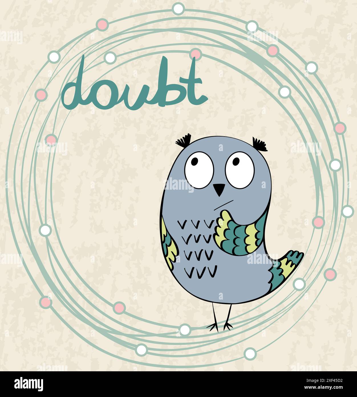 vector illustration of a cartoon owl in doubt Stock Vector Image & Art ...