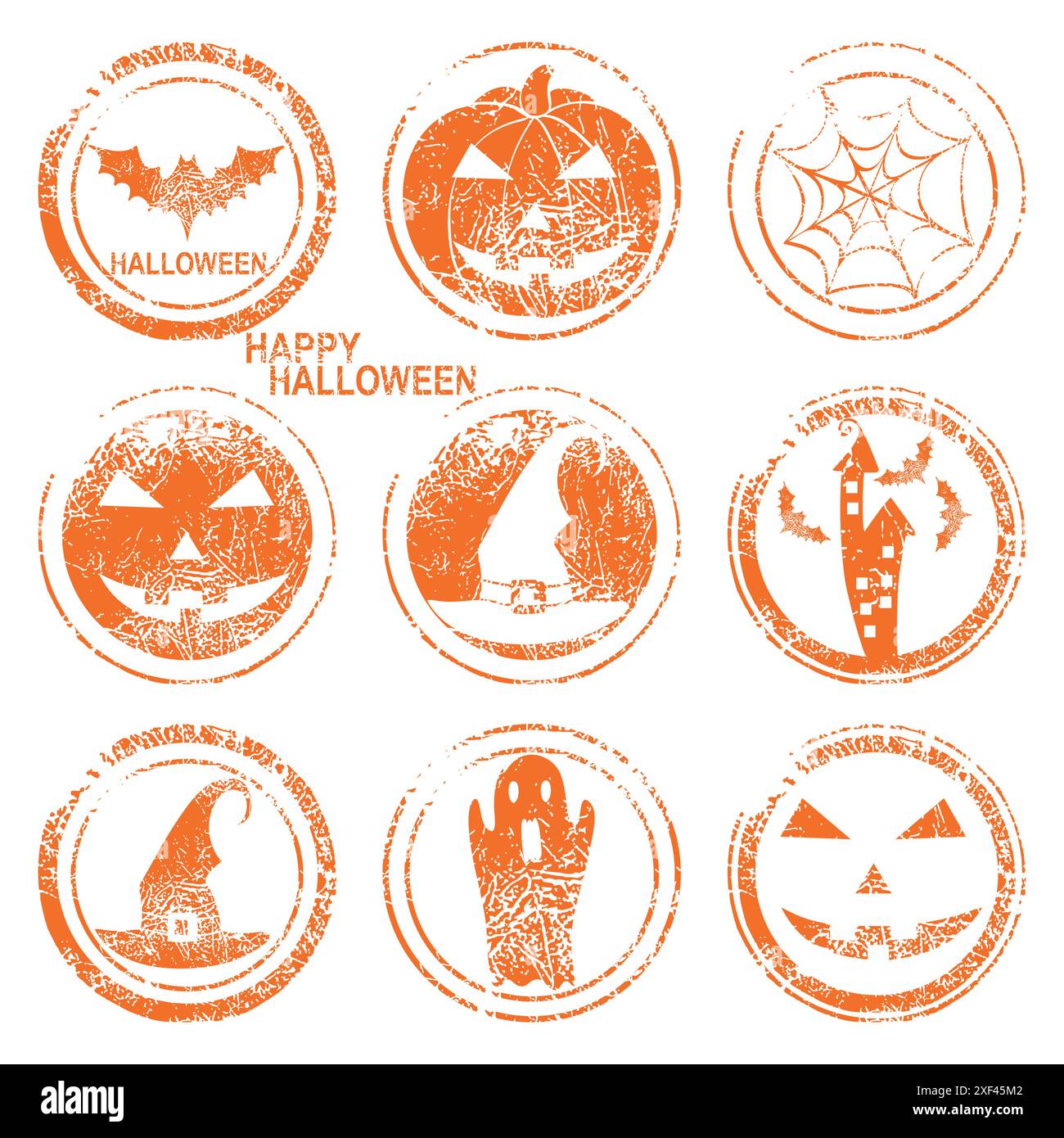 Vector stamps for Halloween in orange color Stock Vector Image & Art ...